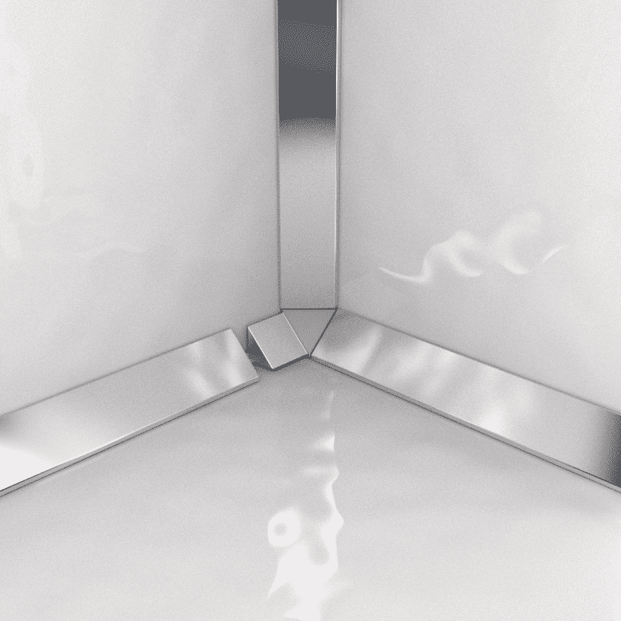 Vroma Deep Brushed Chrome Triangle Aluminium Corner blocks | Vroma Trims