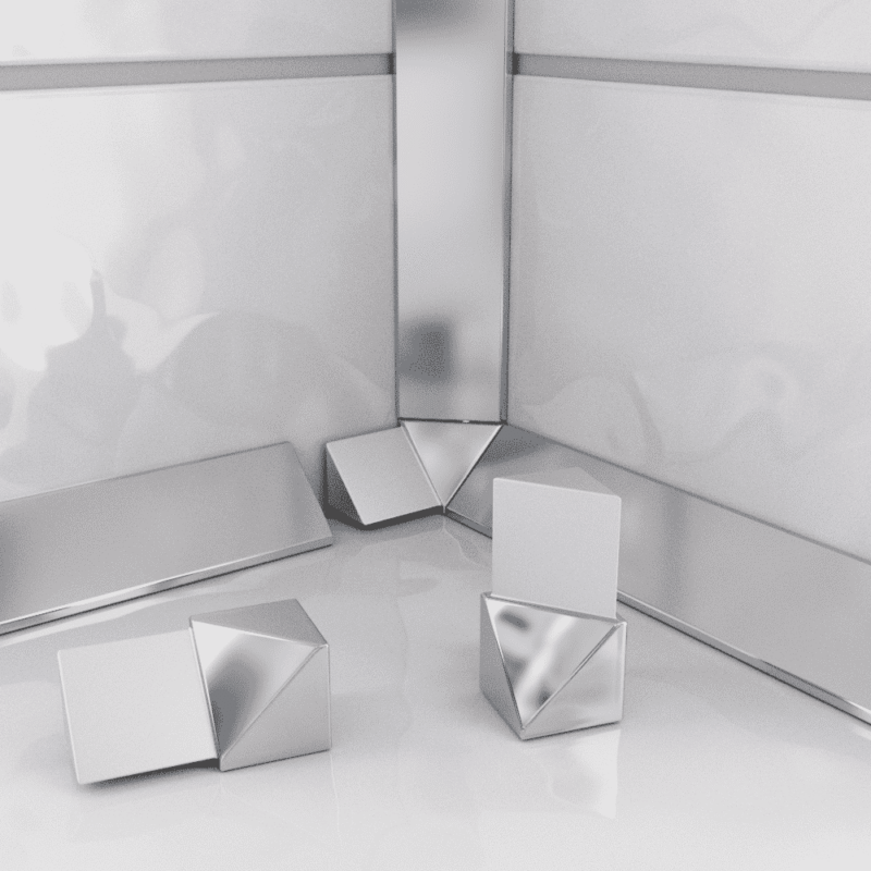 Vroma Bright Chrome Triangle Aluminium Corner blocks | Vroma Trims