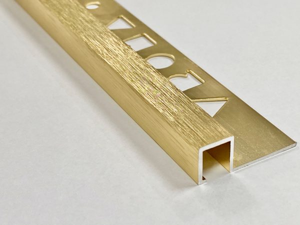 Vroma Deep Brushed Gold Box Square Edge 2.5M Heavy Duty Aluminium Tile Trims | Vroma Trims