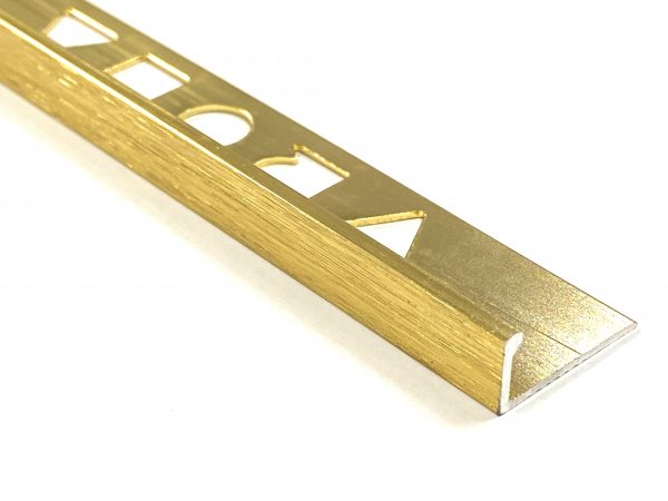 Vroma Deep Brushed Gold Straight Edge L-Shape 2.5M Heavy Duty Aluminium Tile Trims | Vroma Trims