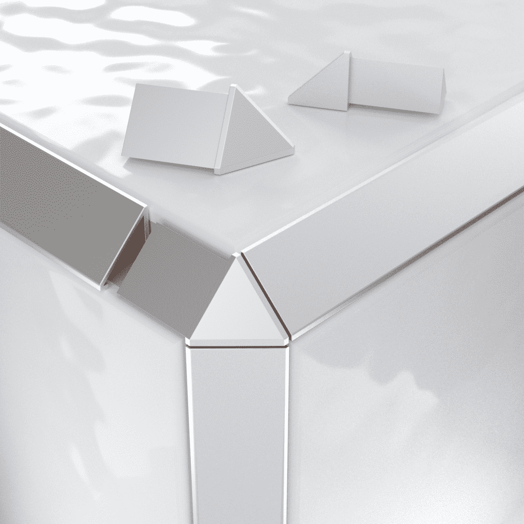 Vroma Matt Chrome Triangle Aluminium Corner blocks | Vroma