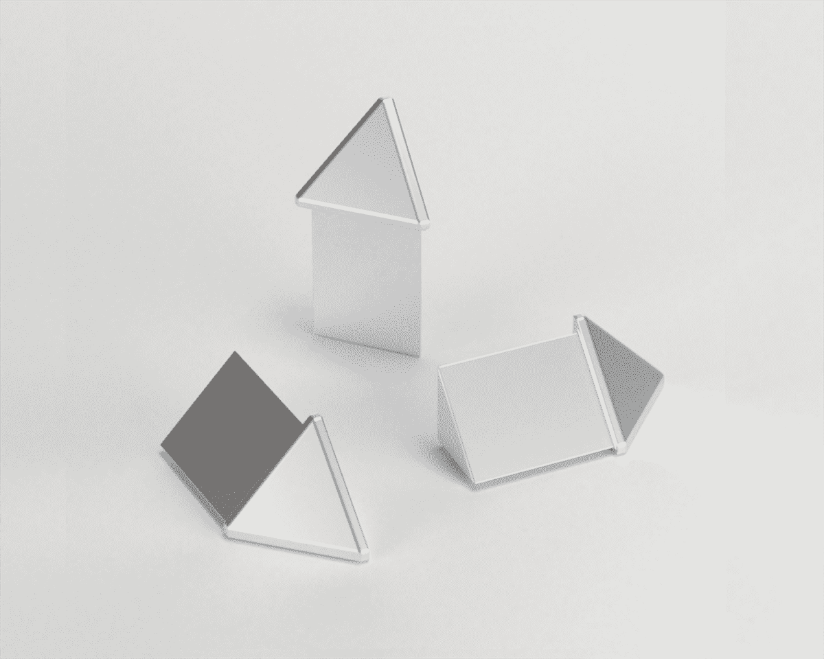 Vroma Matt Chrome Triangle Aluminium Corner blocks by Vroma