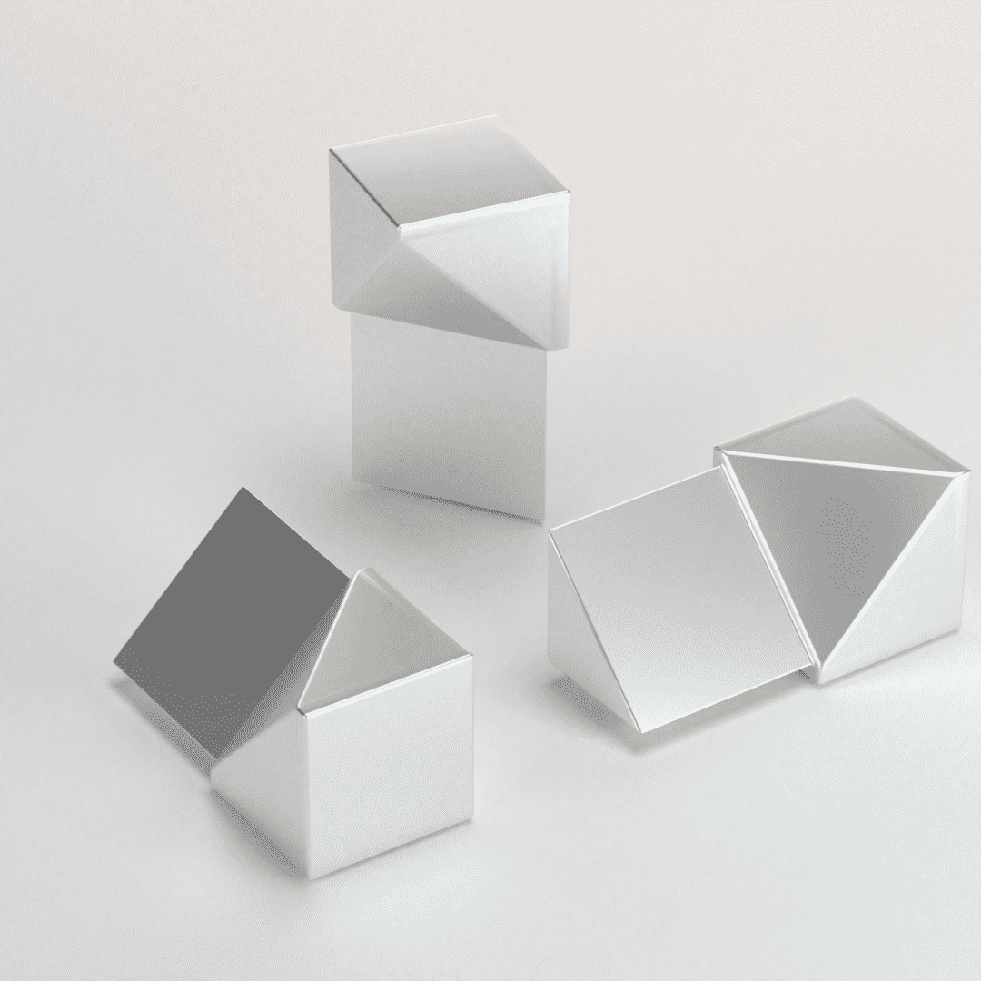 Vroma Matt Chrome Triangle Aluminium Corner blocks | Vroma