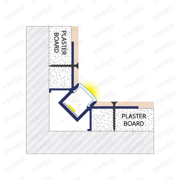 Vroma LED Kit Internal Plaster Board Trims 2.5 Meters (141) | Vroma Trims