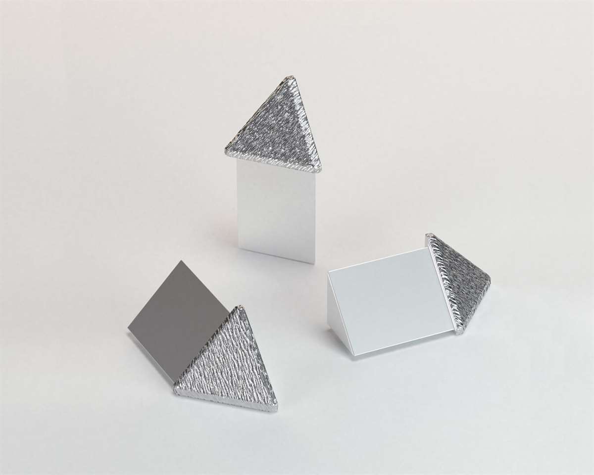 Vroma Deep Brushed Chrome Triangle Aluminium Corner blocks by Vroma