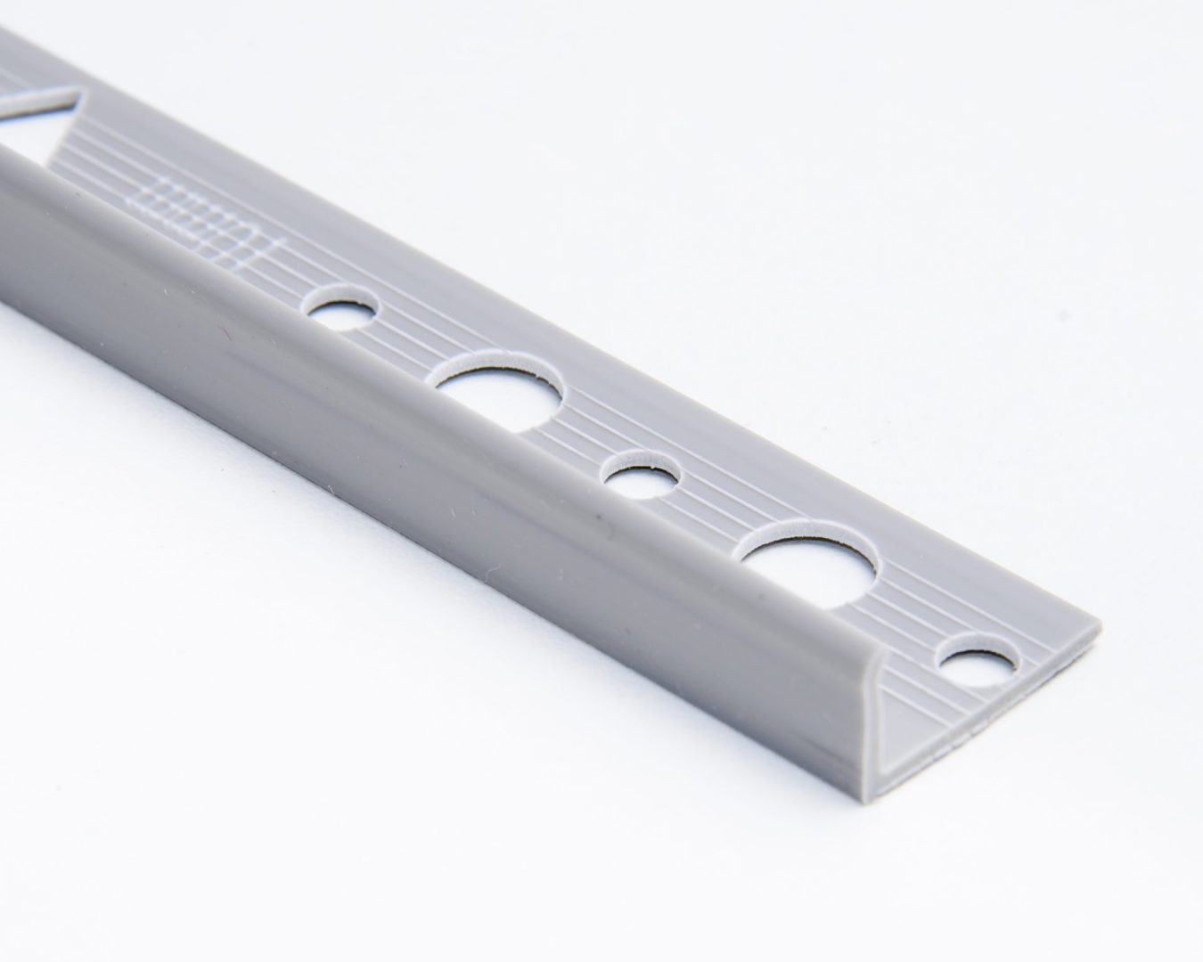 Plastic Grey Straight Edge L-Shape 2.5M Tile Trim by Vroma